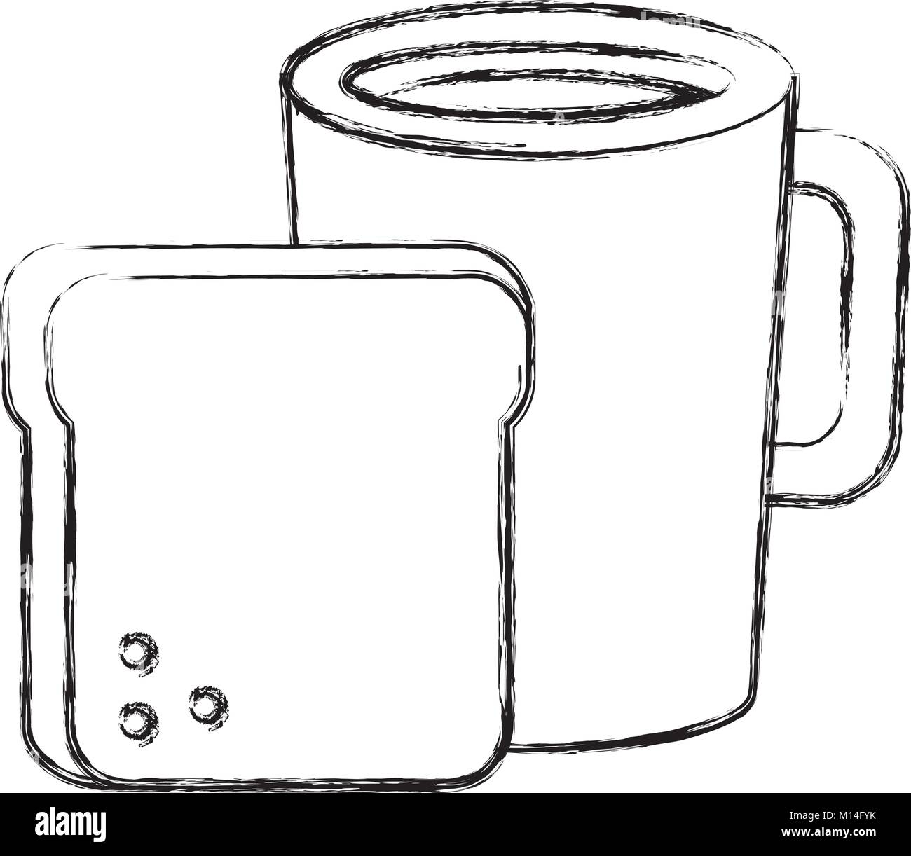 coffee cup drink with toast bread vector illustration design Stock ...