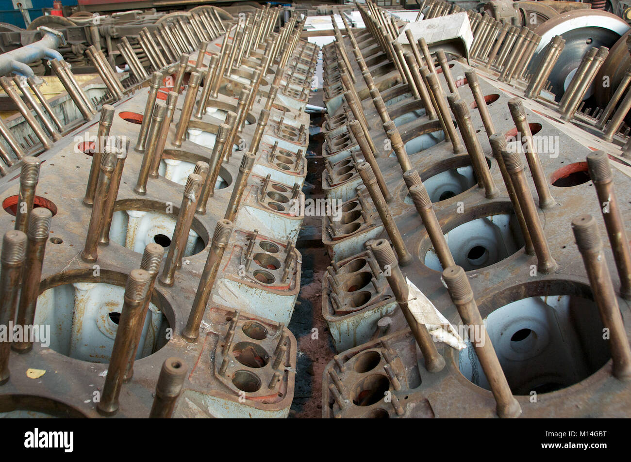 A large engine block in a workshop Stock Photo - Alamy