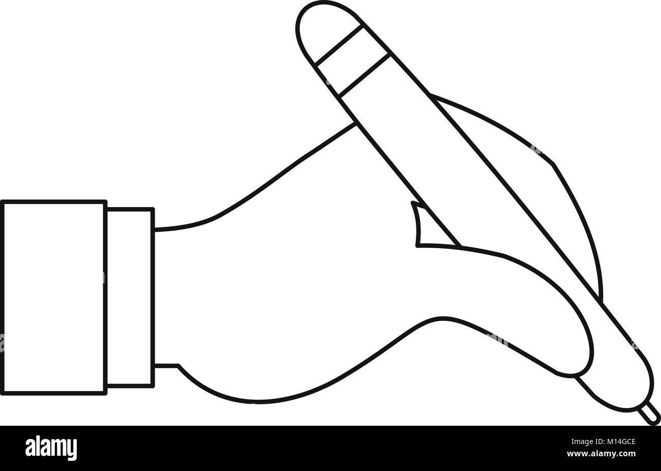 Hand holding black pen icon outline Stock Vector Image & Art - Alamy