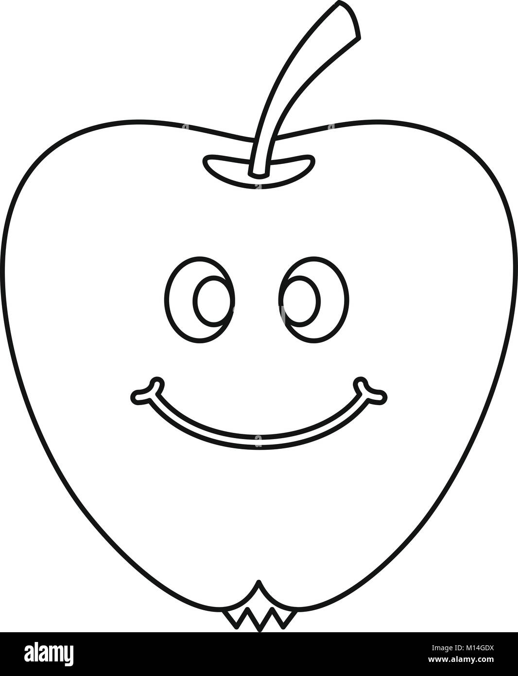 Smiling apple icon outline Stock Vector Image & Art - Alamy