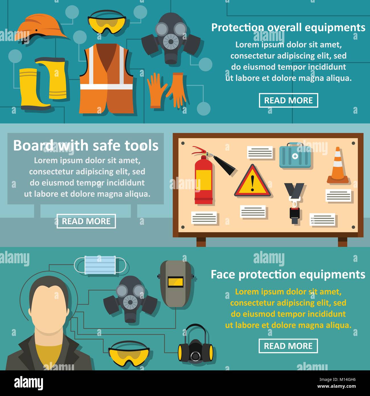 Job safety banner horizontal set, flat style Stock Vector Image & Art ...