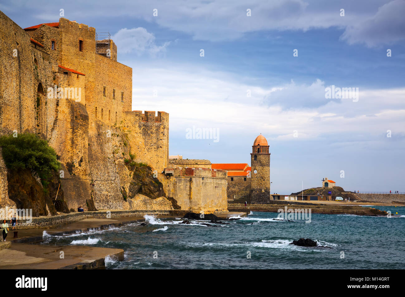View of Chateau Royal de Collioure, massive French royal castle on ...