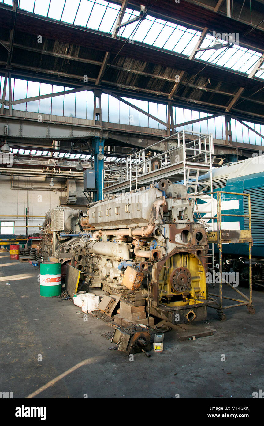 The large engine block from a diesel locomotive Stock Photo - Alamy
