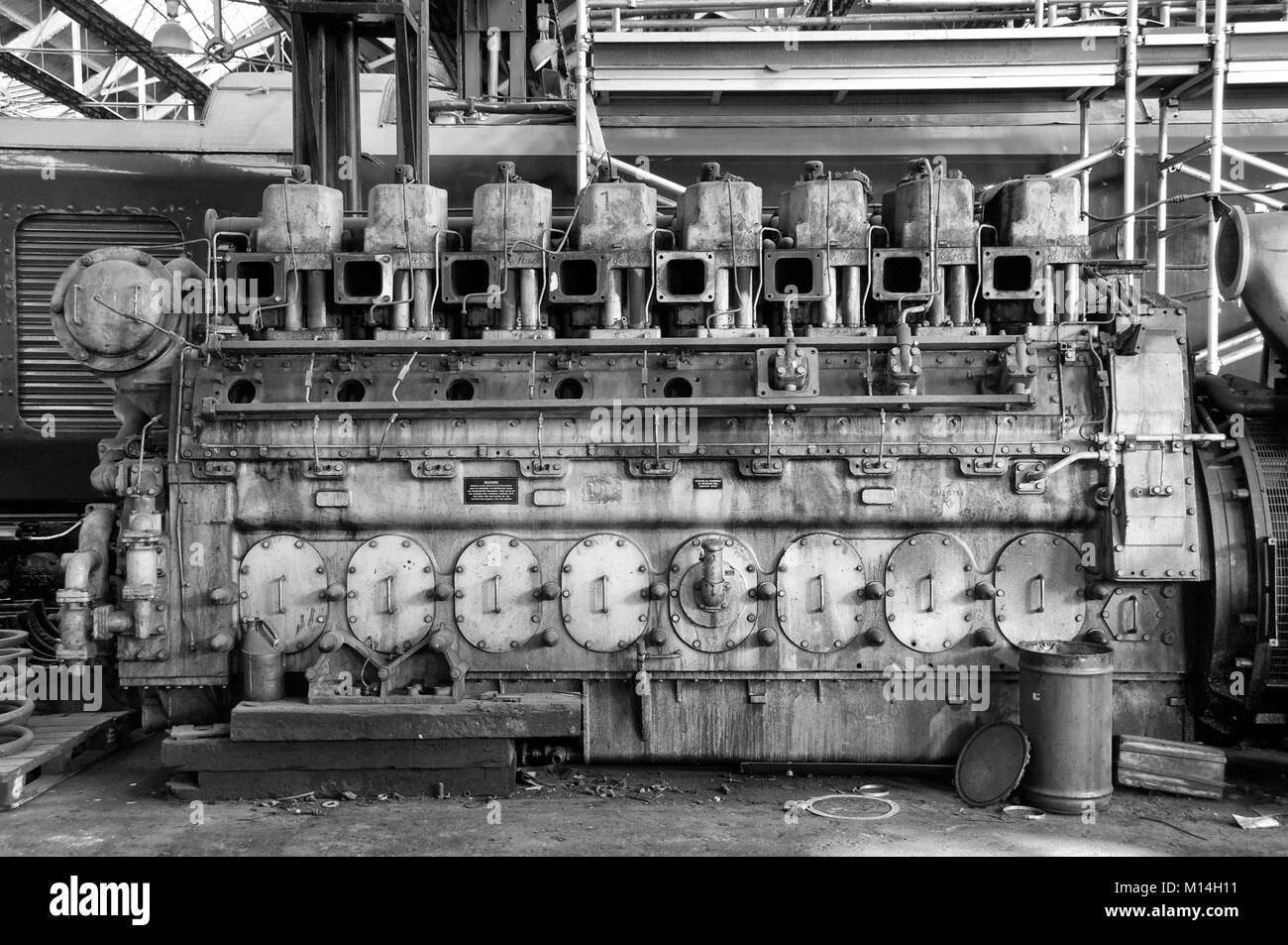 The large engine block from a diesel locomotive Stock Photo - Alamy