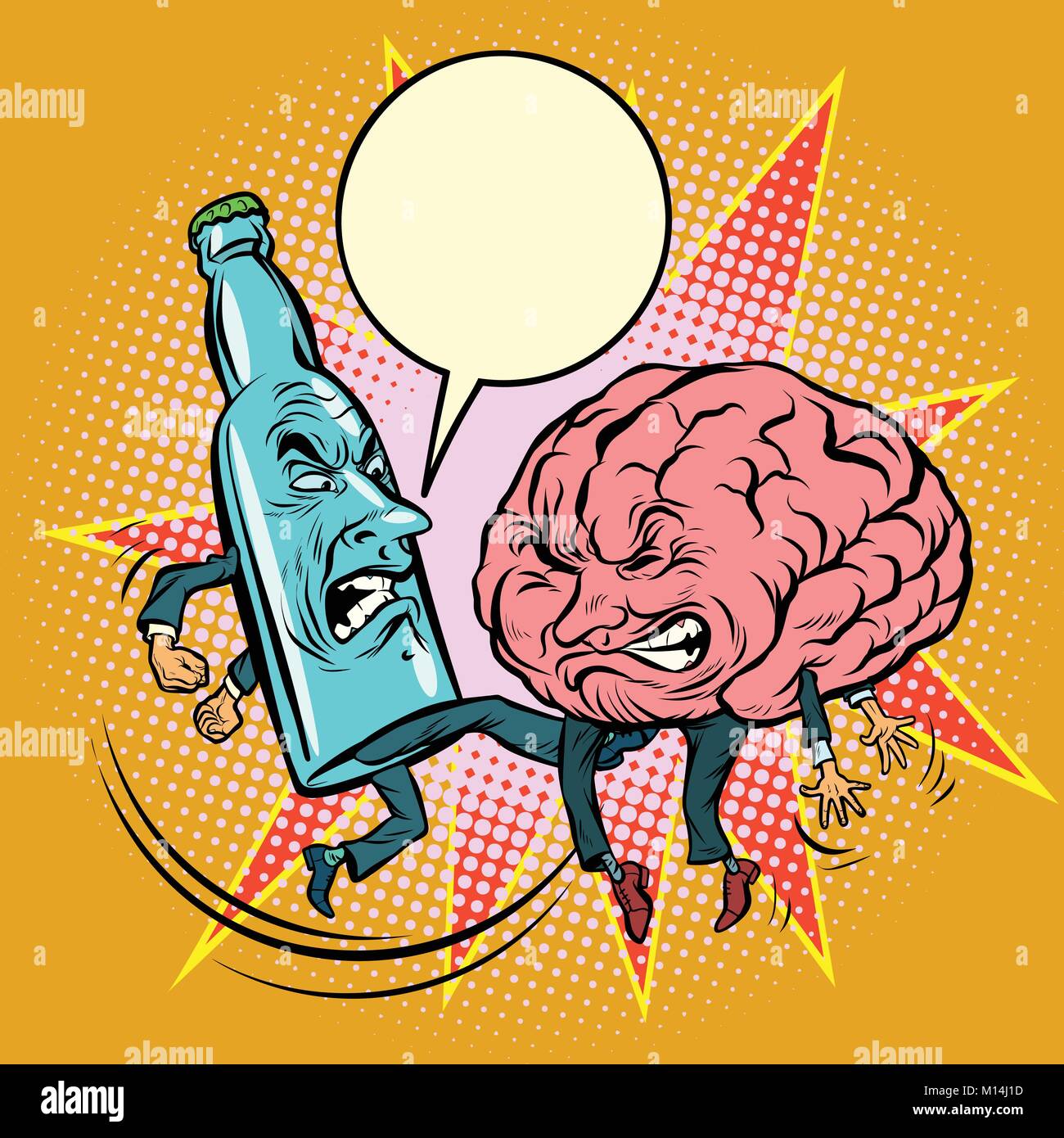 Alcohol versus intelligence, a bottle of beat the brain. Comic book ...