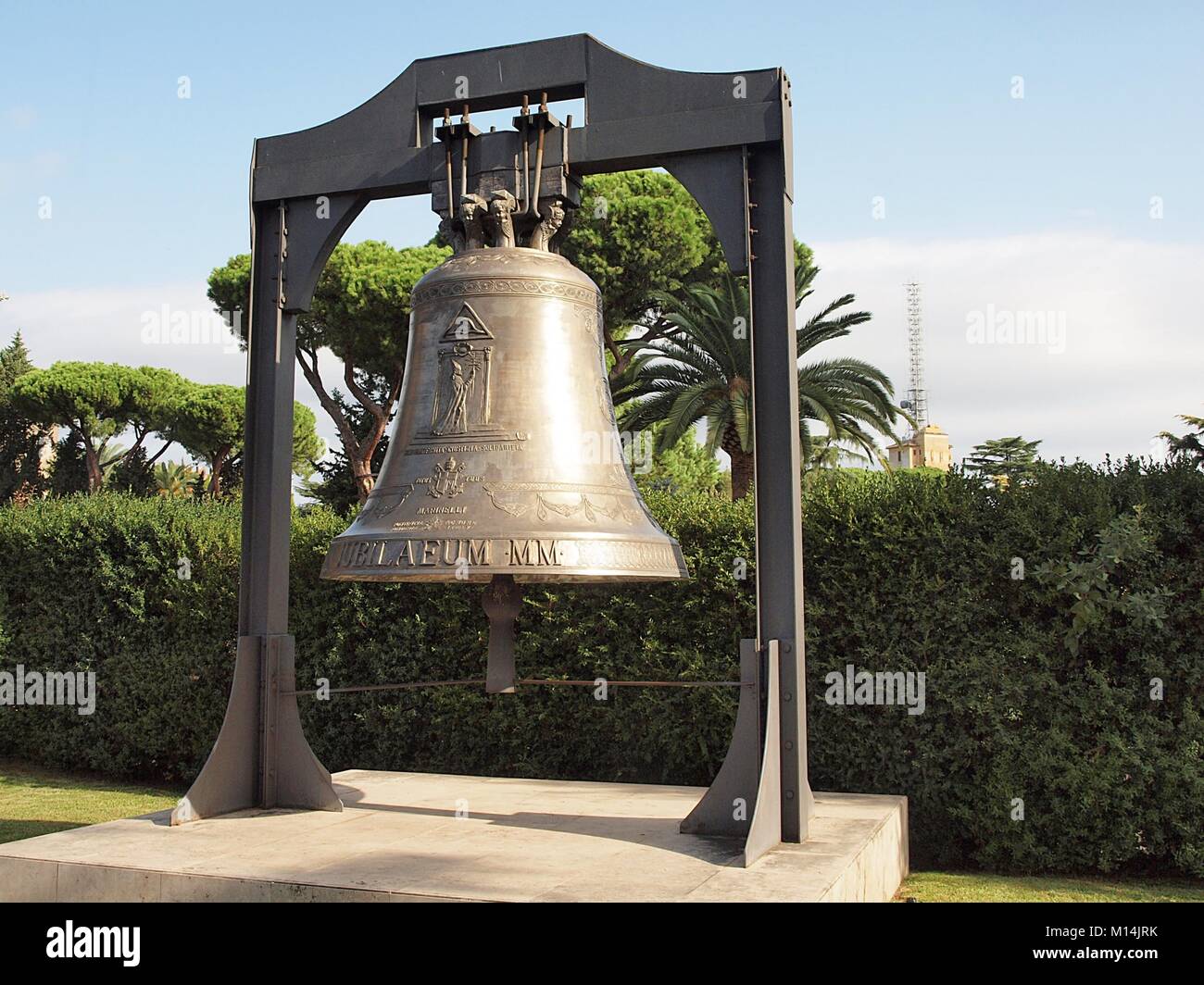 Big gold bell in the Vatican gardens of Rome Stock Photo - Alamy