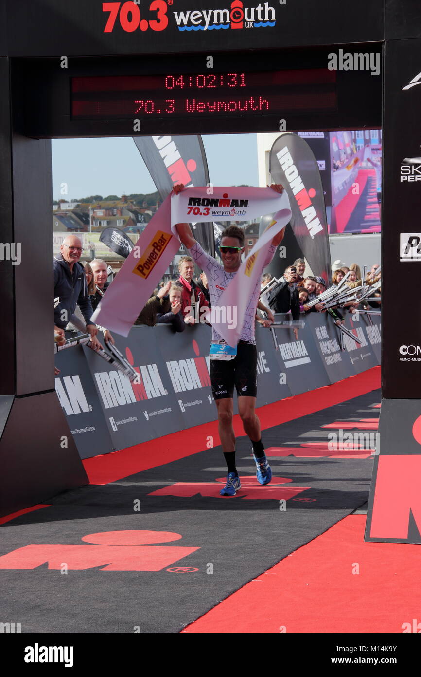 Winner of Weymouth Iron man 2017 Stock Photo - Alamy