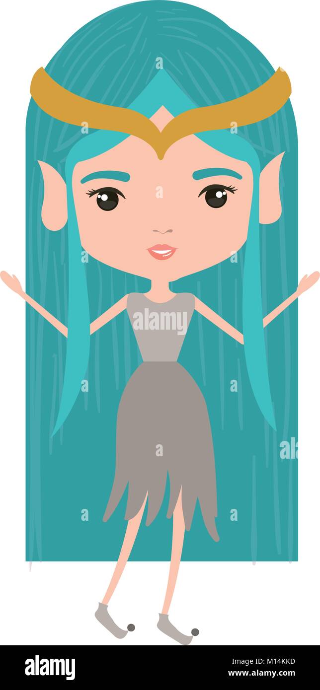 elf princess fantastic characters on white background Stock Vector ...