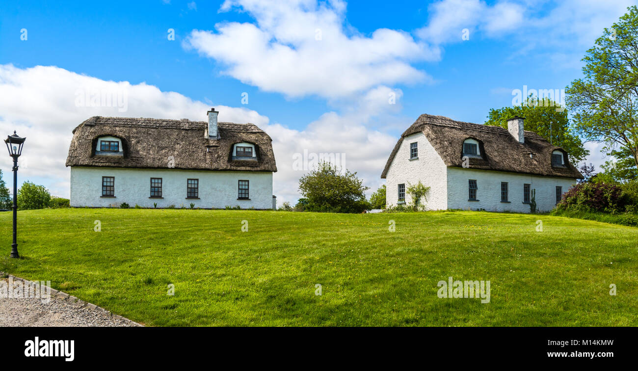 Traditional Irish country cottage houses with thatch roof Stock Photo ...