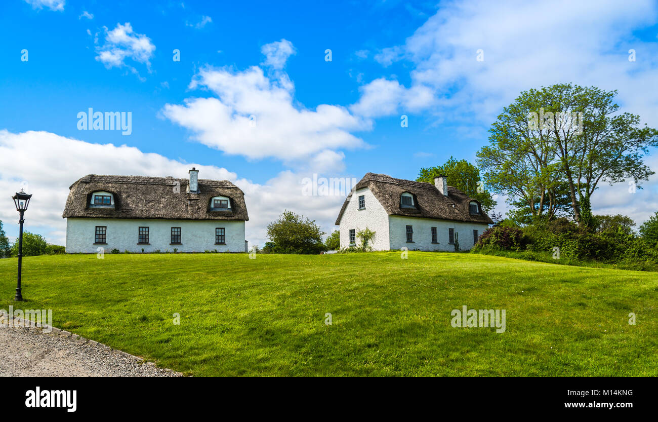 Traditional Irish country cottage houses with thatch roof Stock Photo ...