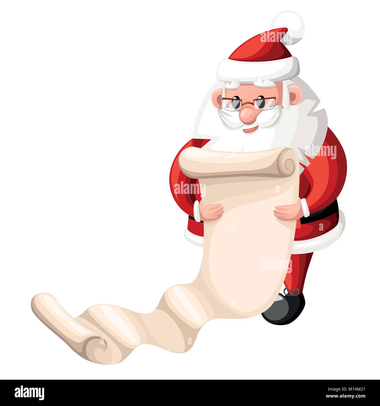 Santa Claus checking list vector illustration isolated on white ...