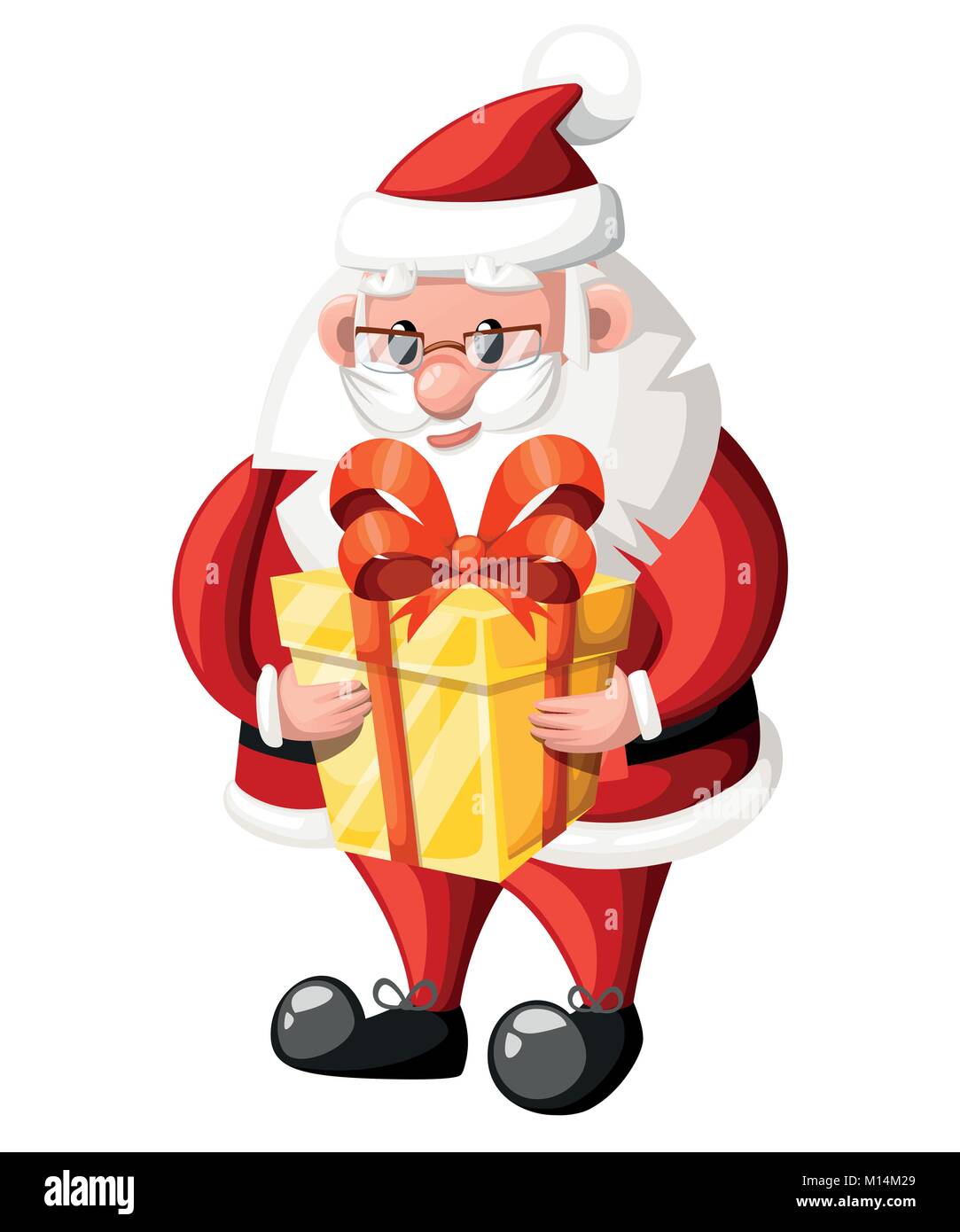 Santa claus holding christmas gift Stock Vector Images - Alamy
