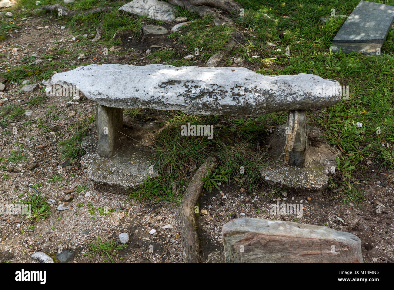 Ancient Stone Bench in Archaeological site of Aliki, Thassos island ...