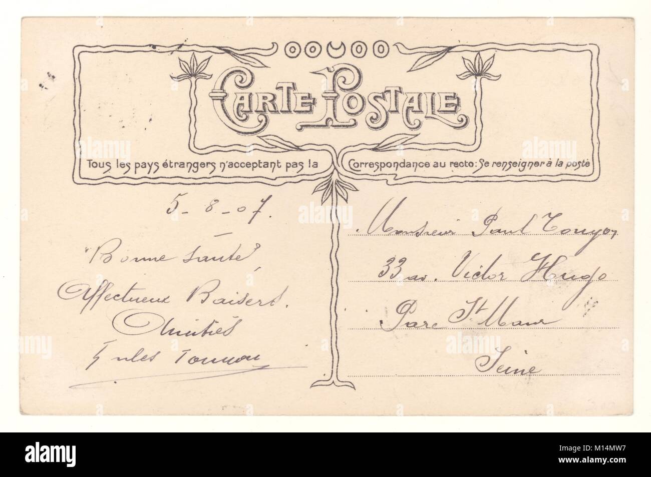 1907 postcards hi-res stock photography and images - Alamy