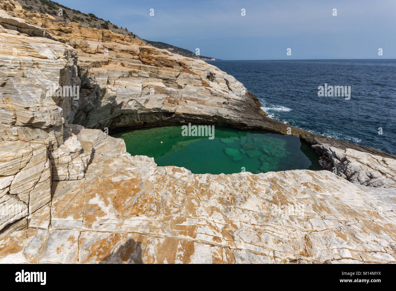 Amazing view of Giola Natural Pool in Thassos island, East Macedonia ...