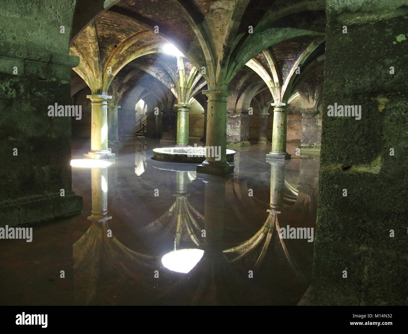Interior of underground portuguese cistern in arabic fortress in late ...