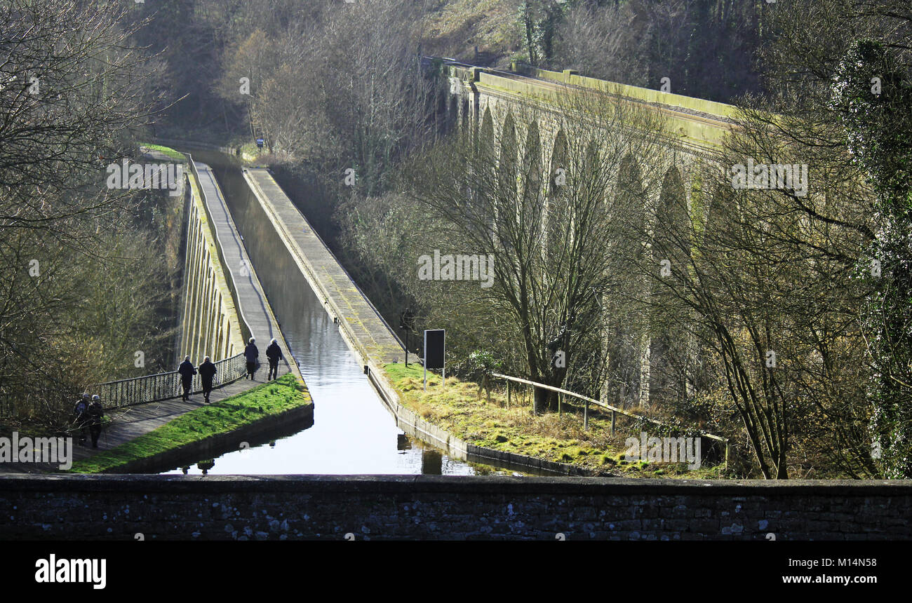 Chirk Aqueduct and Viaduct and The Llangollen Canal in Chirk, North ...