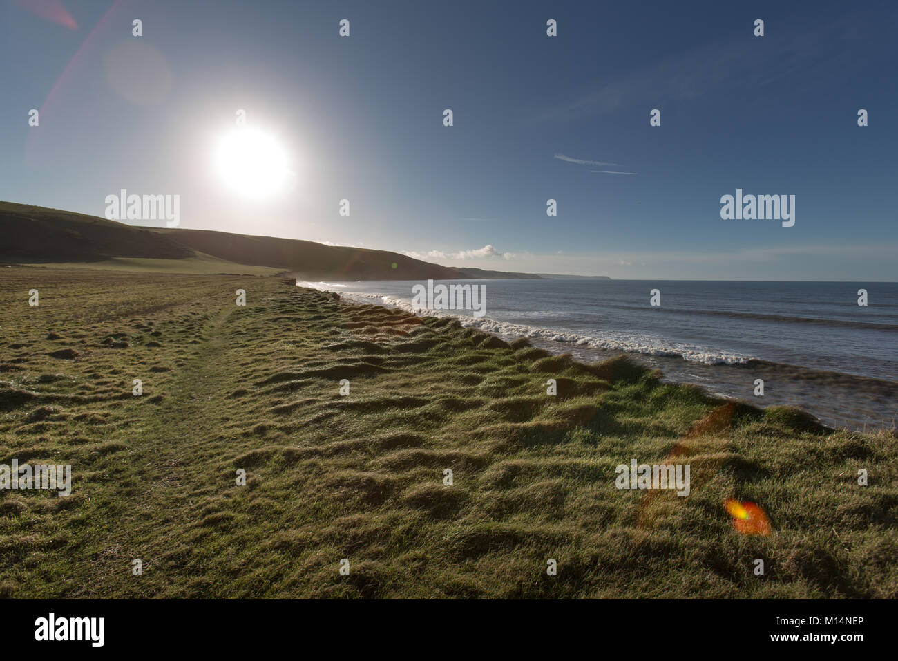 The Wales Coast Path. Picturesque, silhouetted view of the Wales and ...