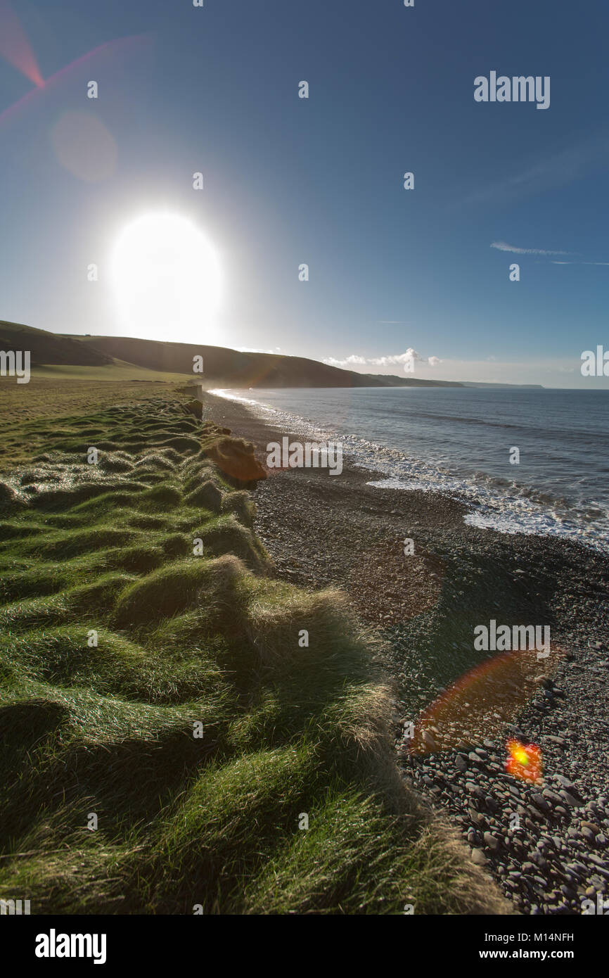 The Wales Coast Path. Picturesque, silhouetted view of the Wales and ...