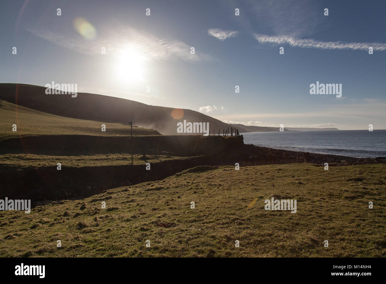 The Wales Coast Path. Picturesque, silhouetted view of the Wales and ...