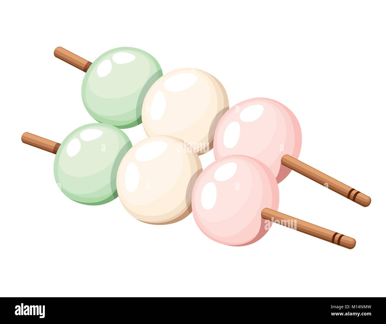 Japanese sweet rice dessert different color dango vector illustration ...