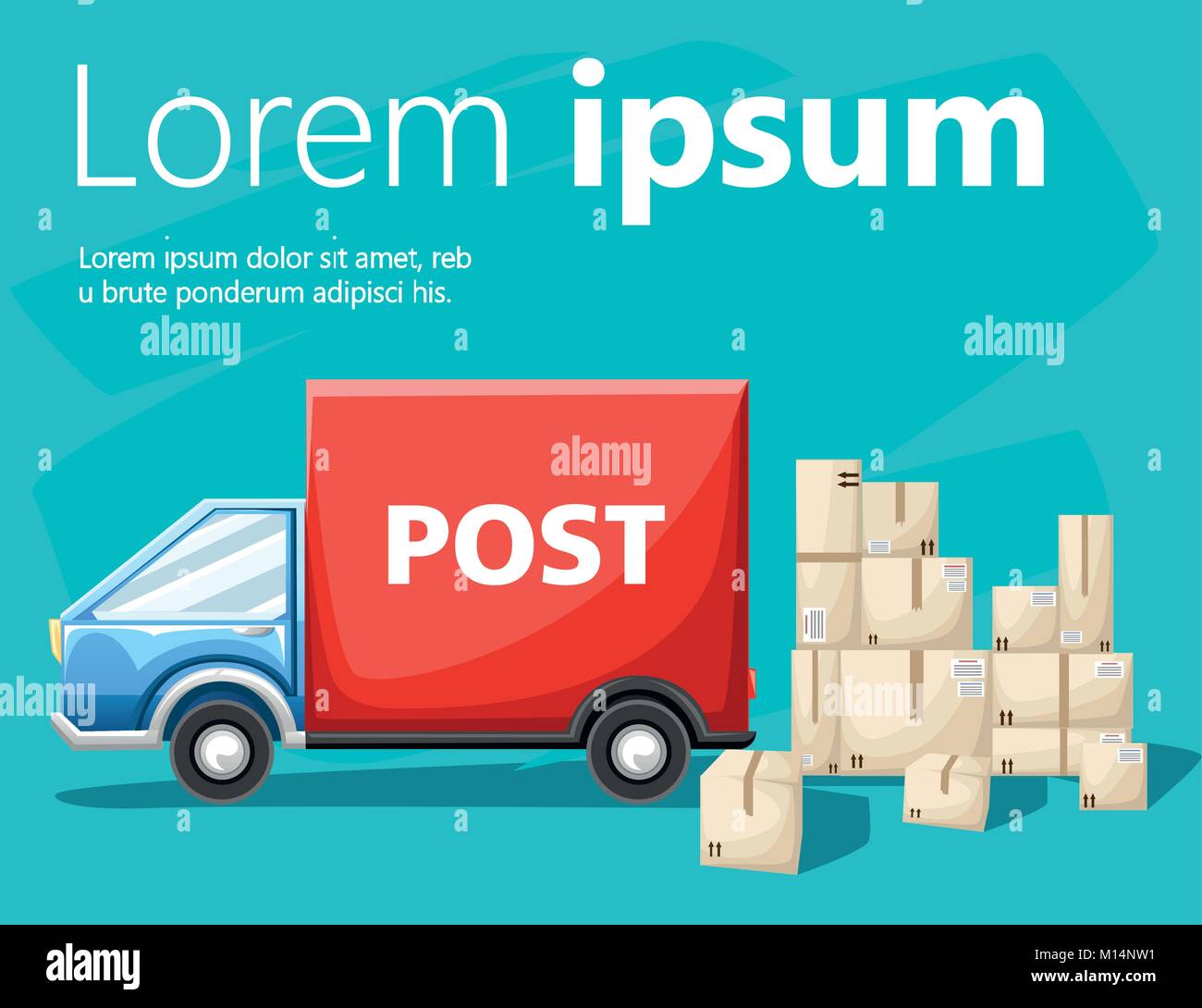 Blue postal car with parcels box vector illustration isolated on ...