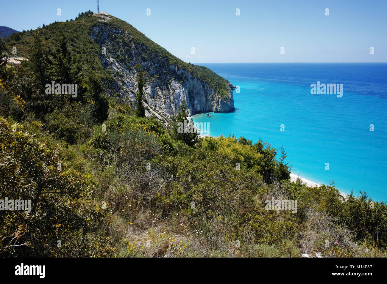 Amazing view of Blue Waters of Milos Beach, Lefkada, Ionian Islands ...