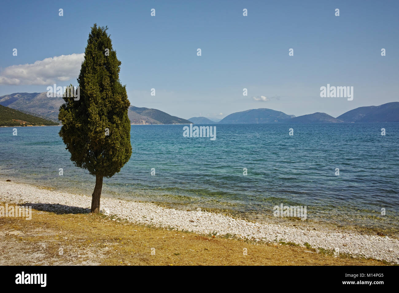 Beach in village of Karavomilos, Kefalonia, Ionian islands, Greece ...