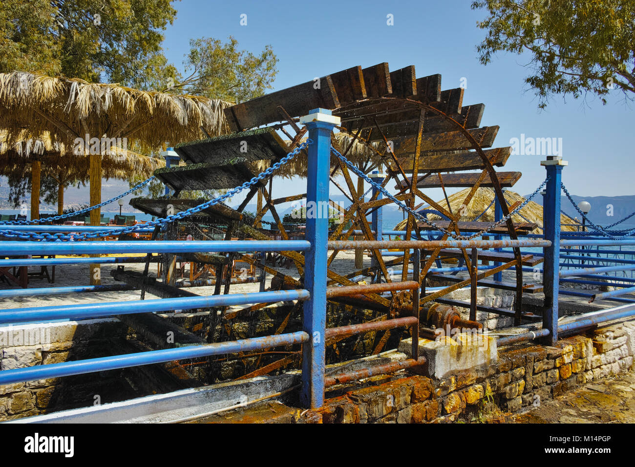 water wheel at the Beach in village of Karavomilos, Kefalonia, Ionian ...