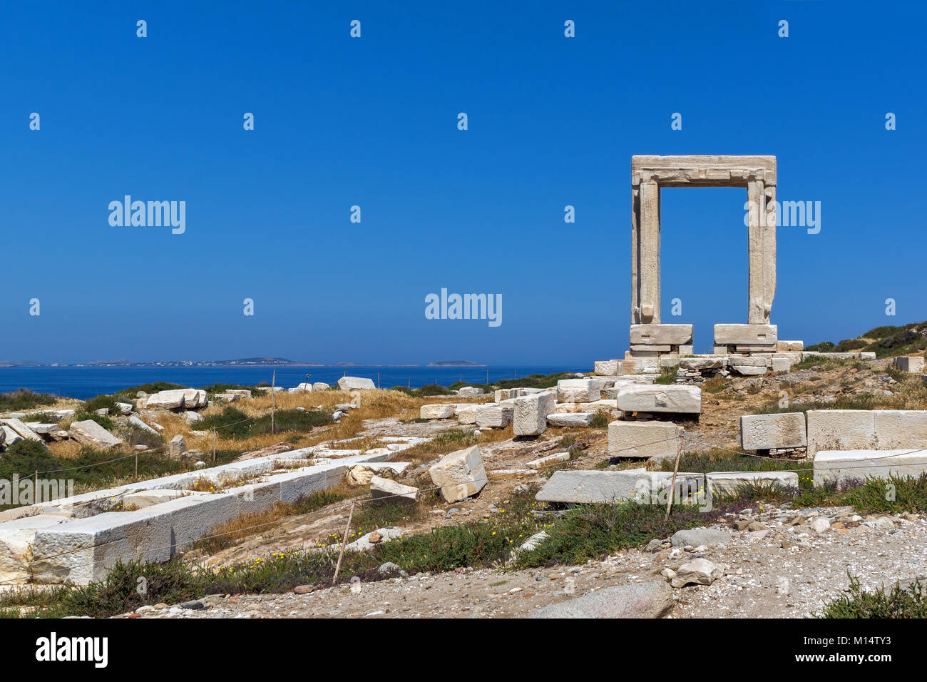 Panoramic view of Portara, Apollo Temple Entrance, Naxos Island ...