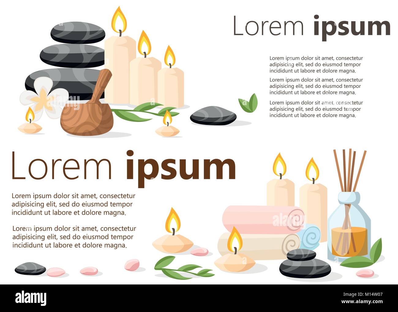 Colorfull spa tools and accessories black basalt massage stones herbs ...