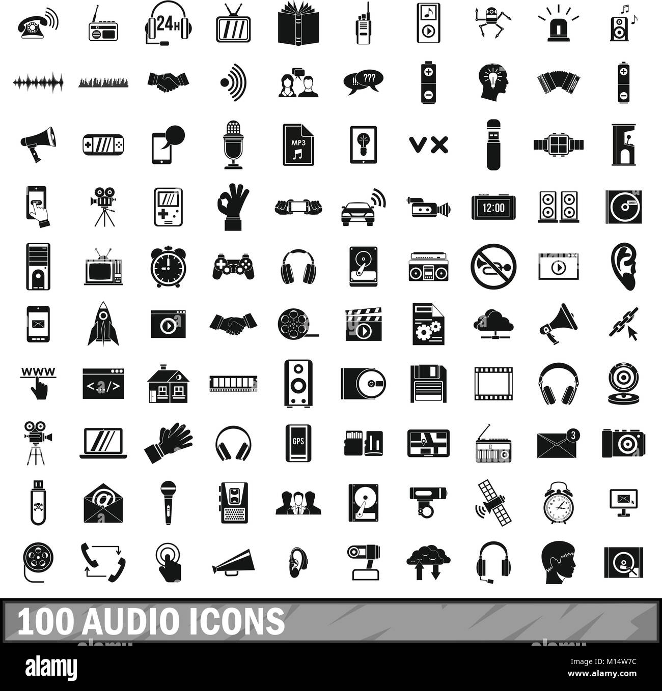 100 audio icons set, simple style Stock Vector Image & Art - Alamy