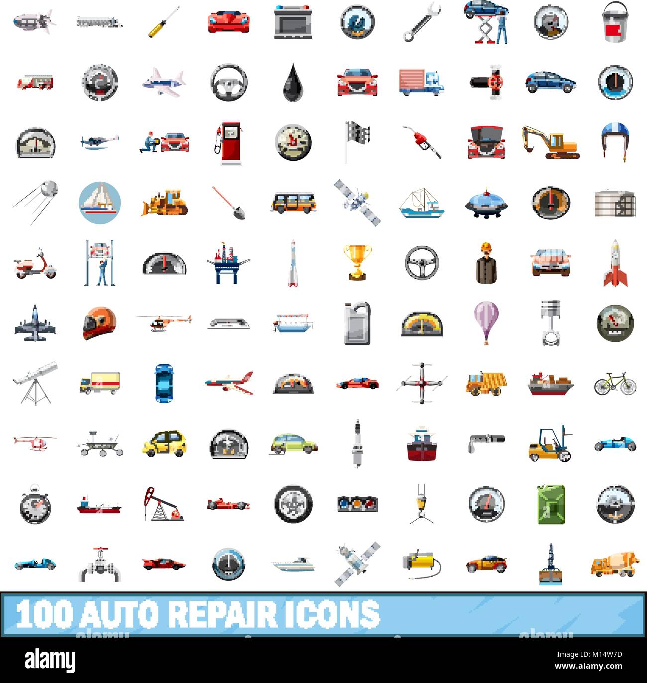 100 auto repair icons set, cartoon style Stock Vector Image & Art - Alamy