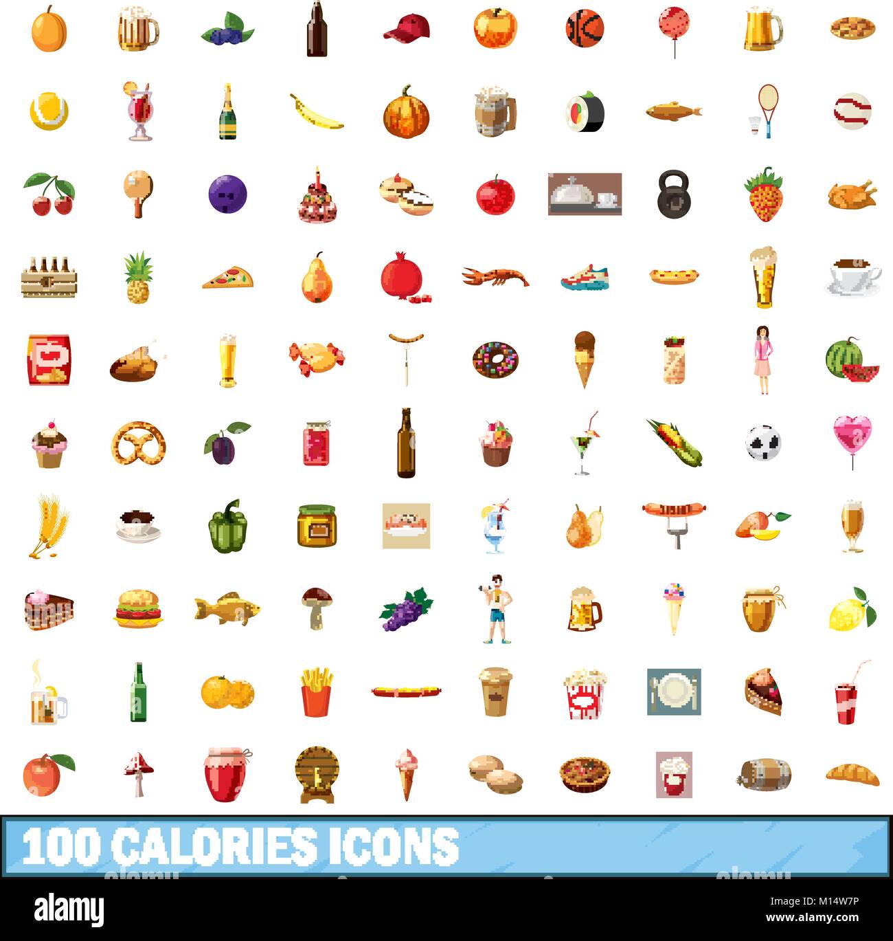 100 calories icons set, cartoon style Stock Vector Image & Art - Alamy