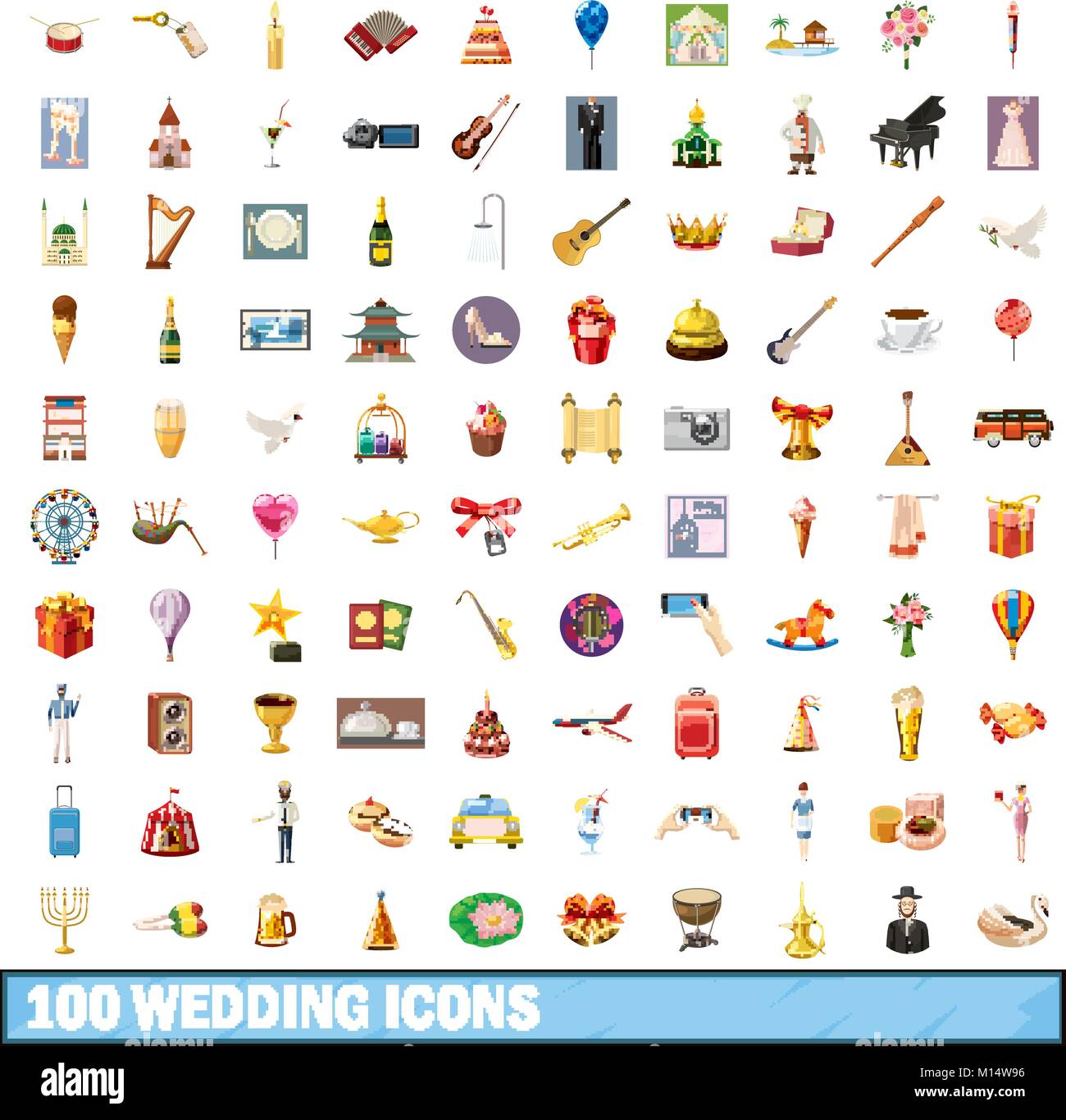 100 wedding icons set, cartoon style Stock Vector Image & Art - Alamy