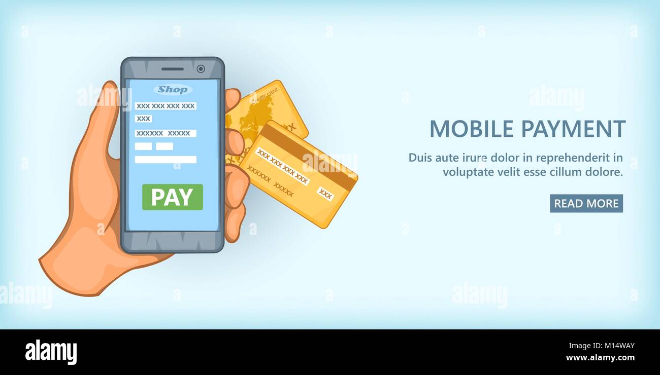 Mobile payment banner horizontal, cartoon style Stock Vector Image ...