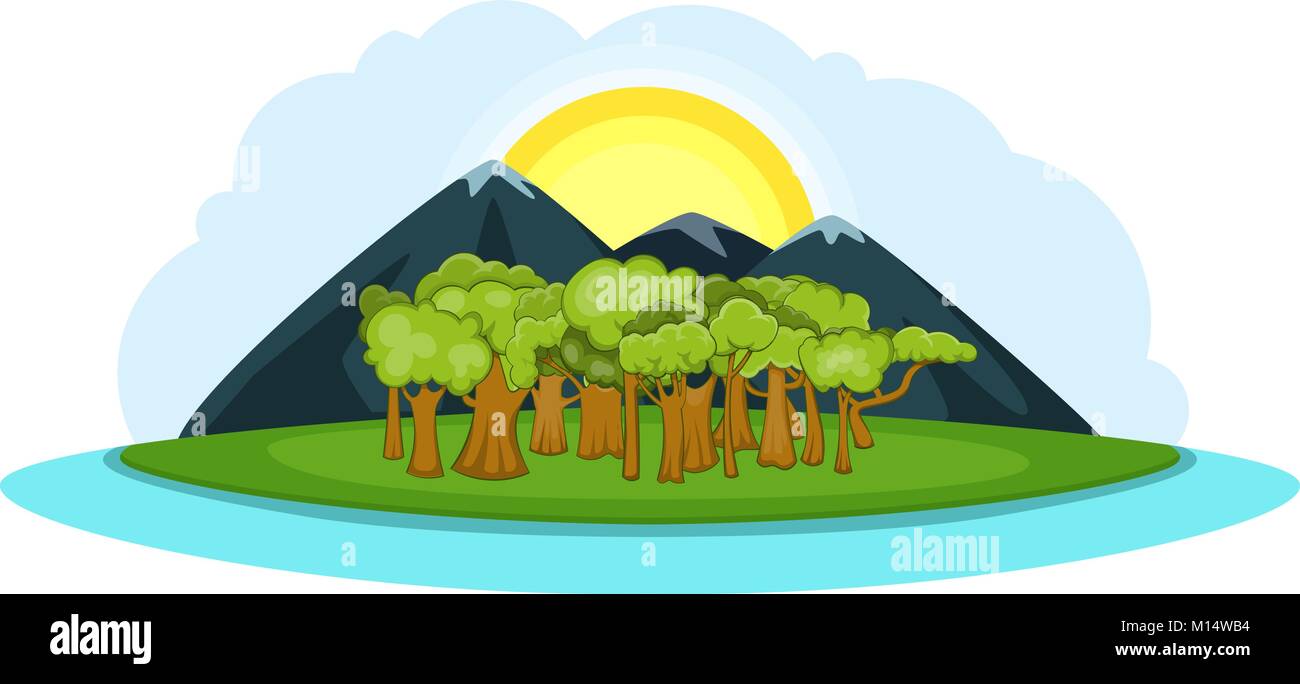 Nature landscape banner horizontal, cartoon style Stock Vector Image ...