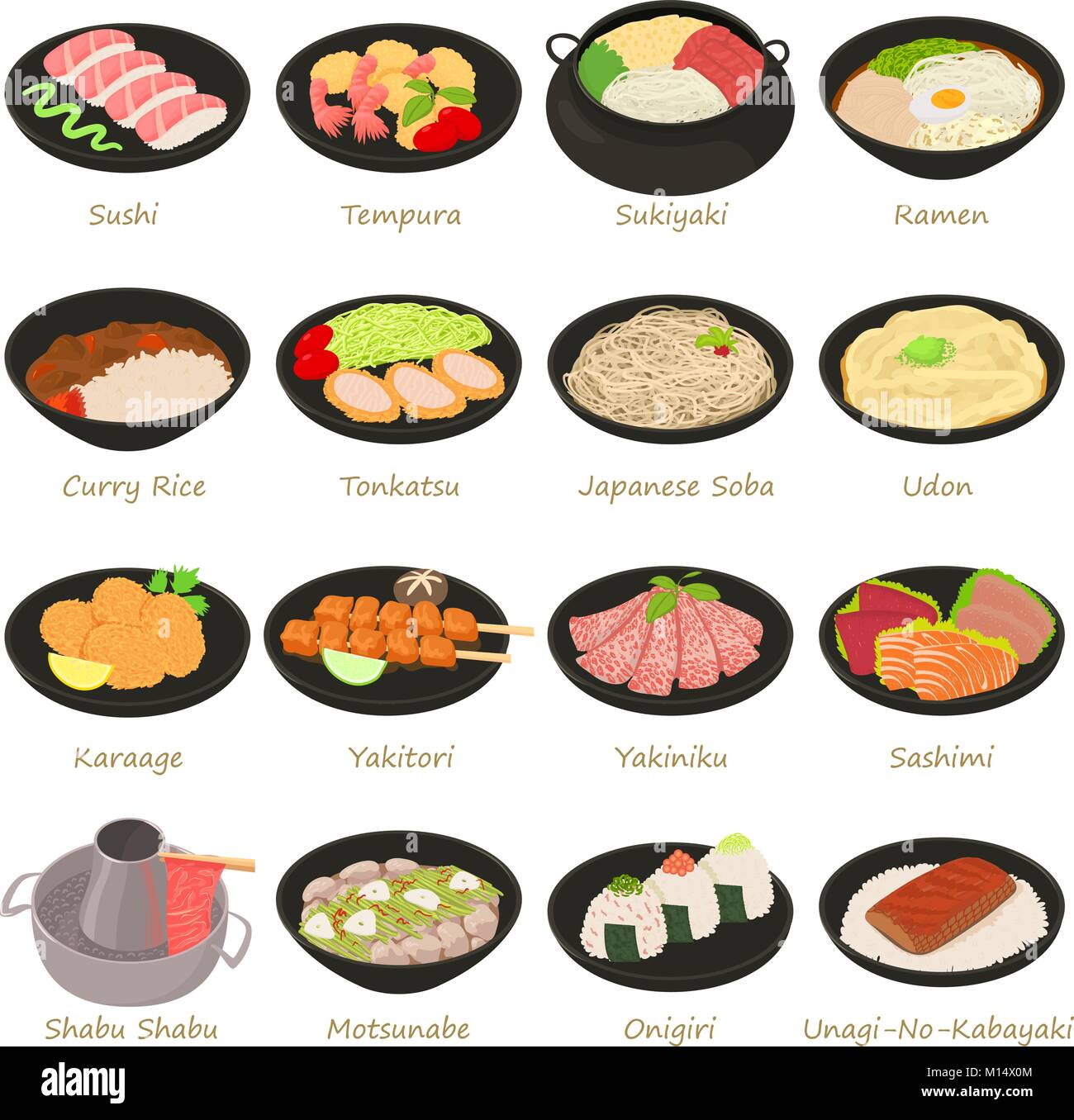 Japanese food icons set, cartoon style Stock Vector Image & Art - Alamy