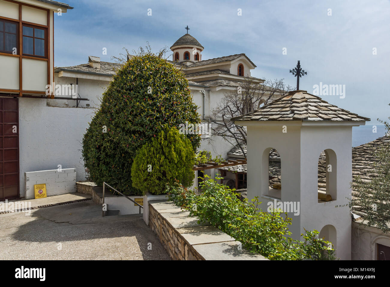 Amazing view of the Archangel Michael Monastery in Thassos island, East ...