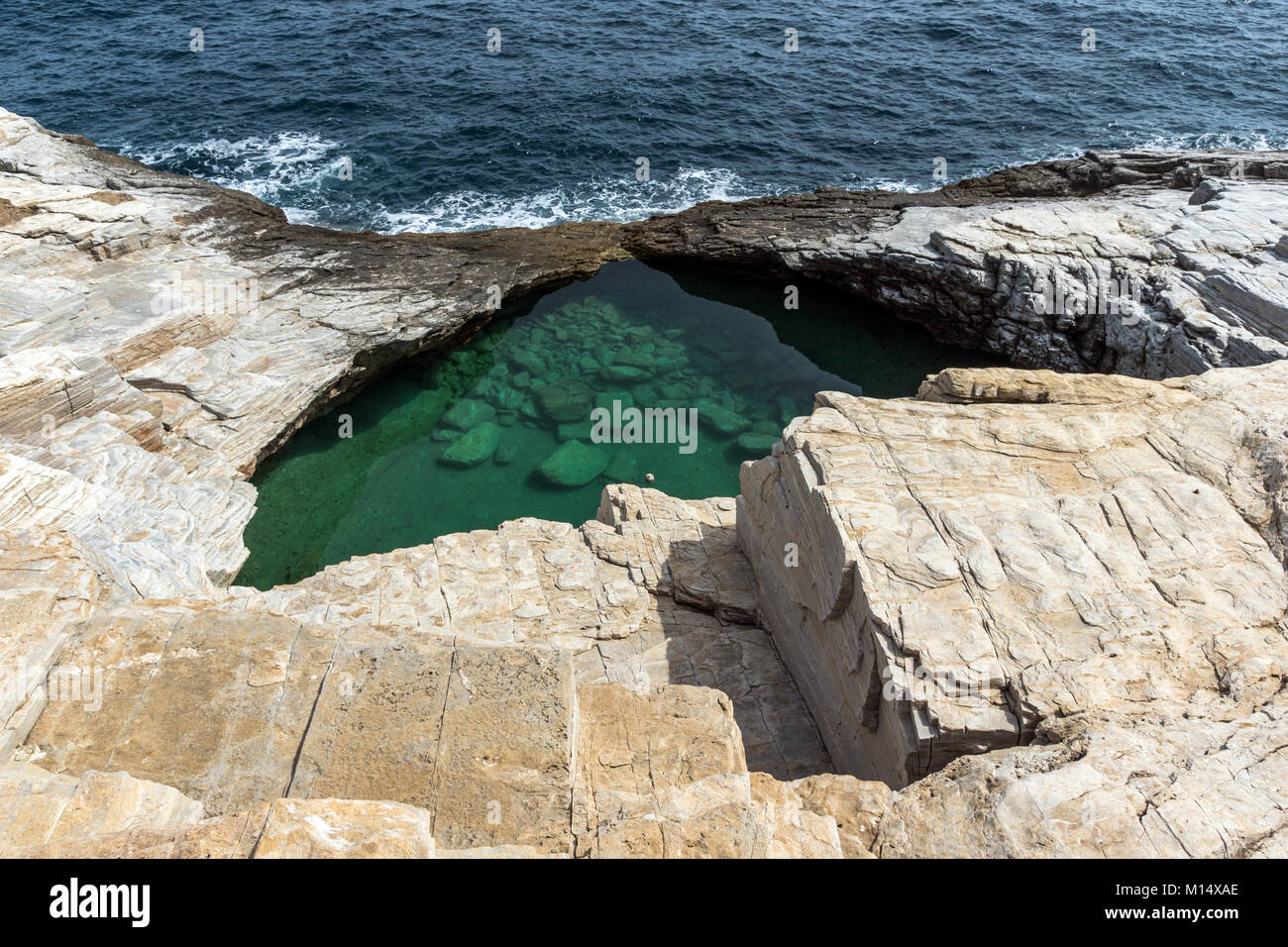 Amazing view of Giola Natural Pool in Thassos island, East Macedonia ...