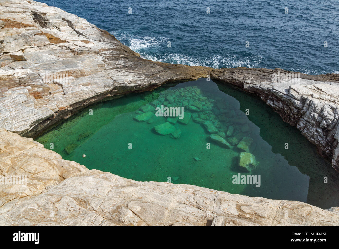 Amazing view of Giola Natural Pool in Thassos island, East Macedonia ...
