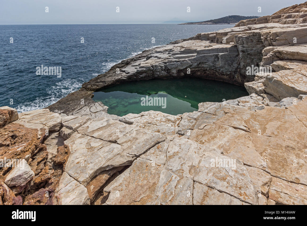 Amazing view of Giola Natural Pool in Thassos island, East Macedonia ...