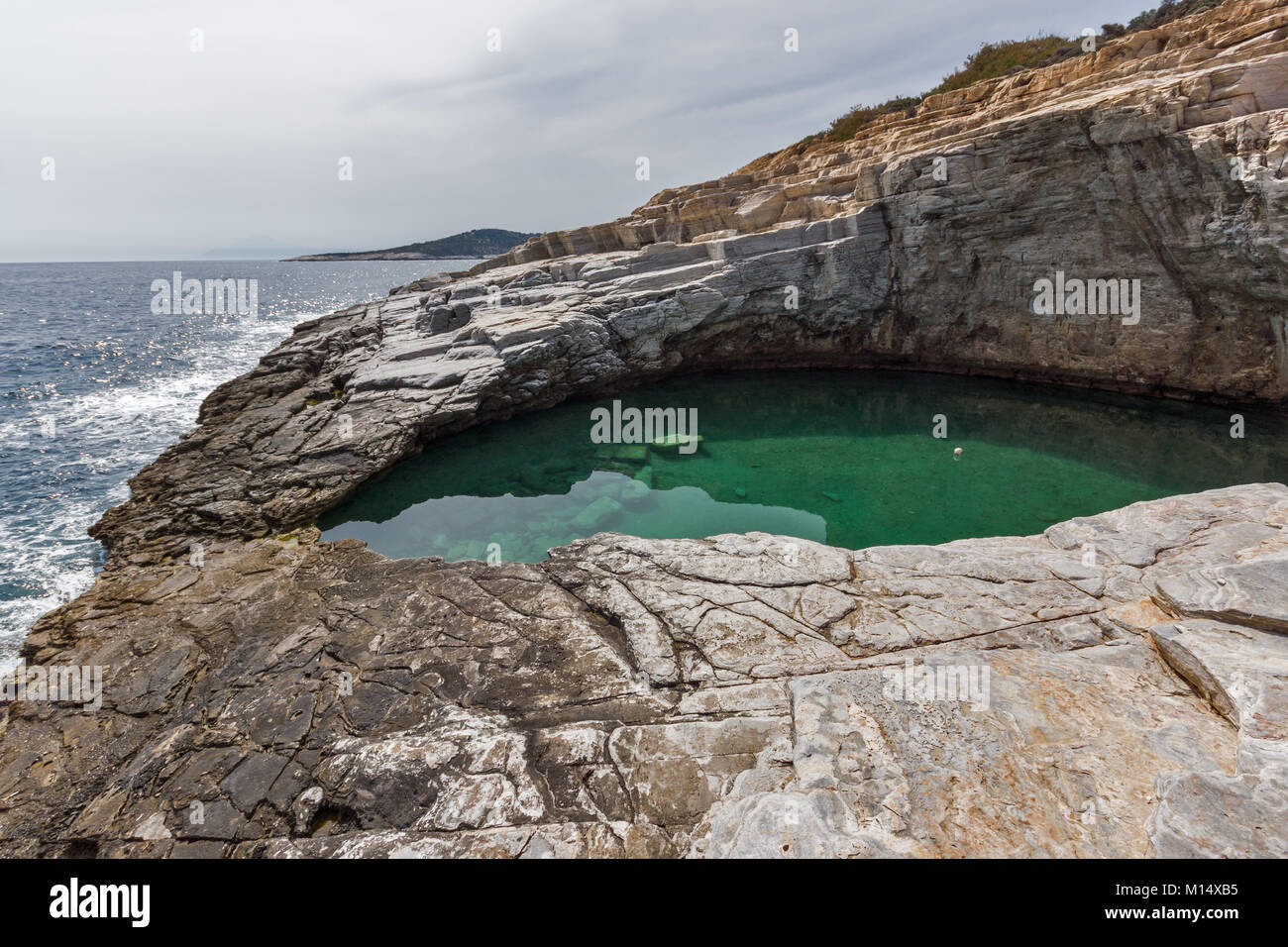 Amazing view of Giola Natural Pool in Thassos island, East Macedonia ...