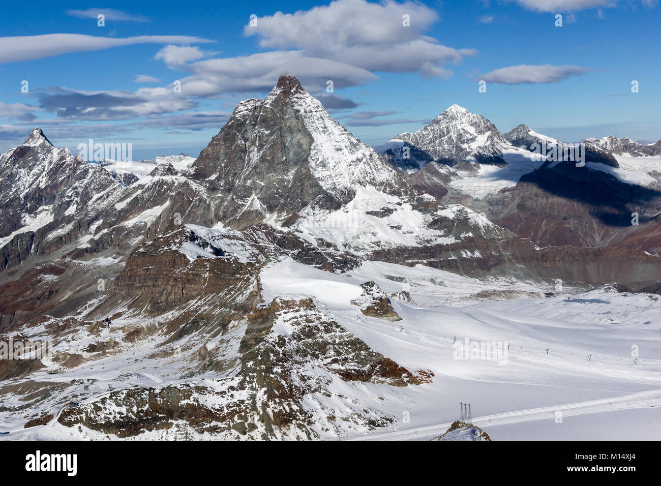 Panoramic view of mount Matterhorn, Canton of Valais, Alps, Switzerland ...