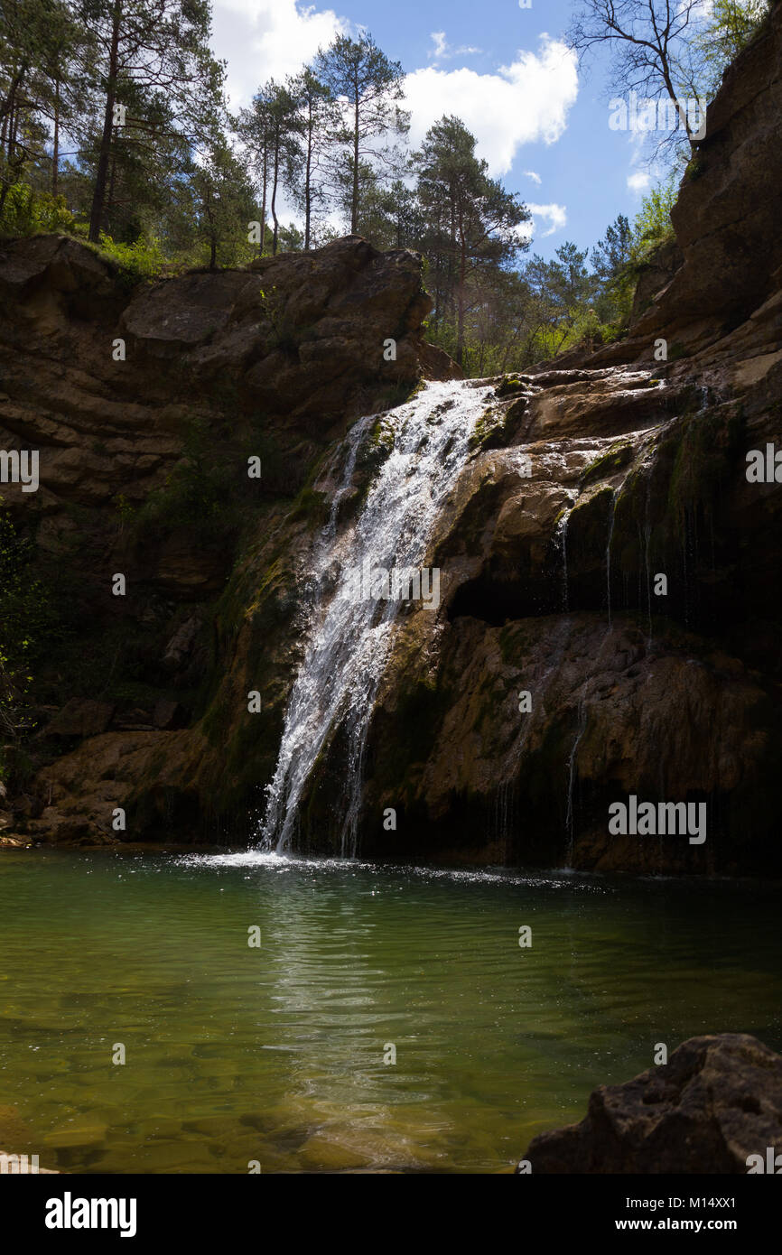 Waterfall in Catalonia surrounded by beautiful forests and valleys ...