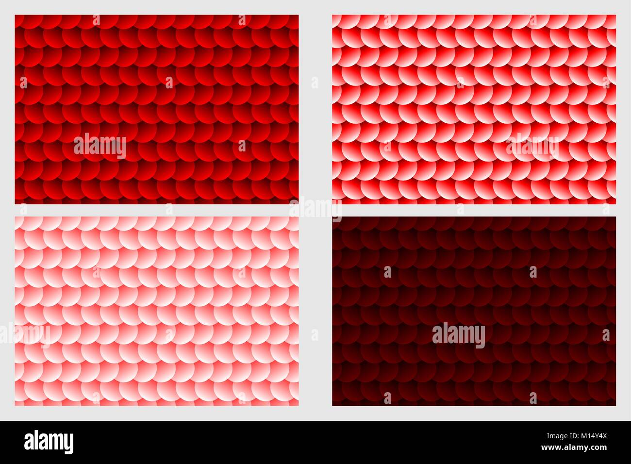 Fish scale pattern, Simple circular background - red set - vector ...