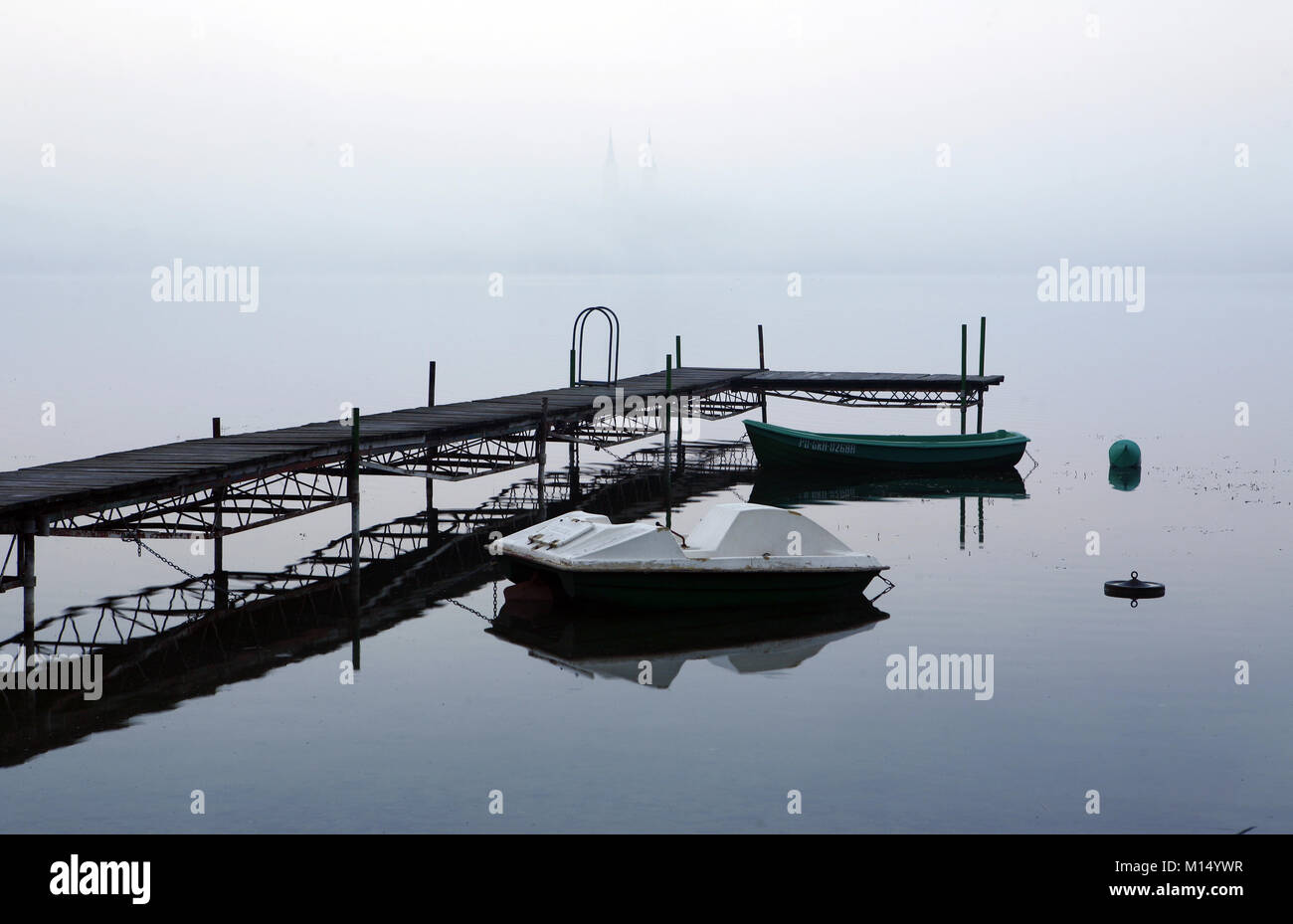 Harbour in fog Stock Photo - Alamy