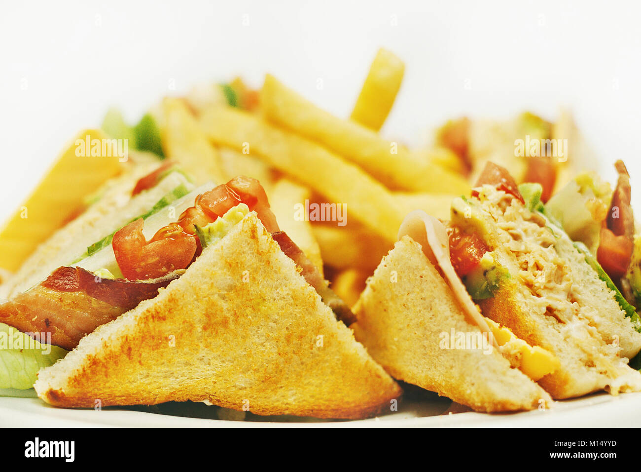 club sandwich and fries potatoes Stock Photo - Alamy