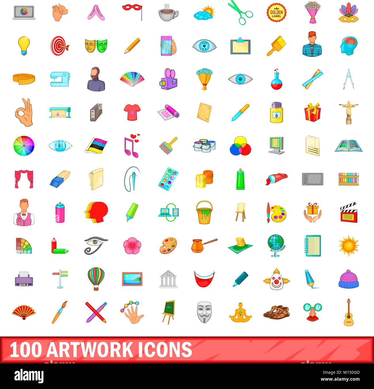 100 artwork icons set, cartoon style Stock Vector Image & Art - Alamy