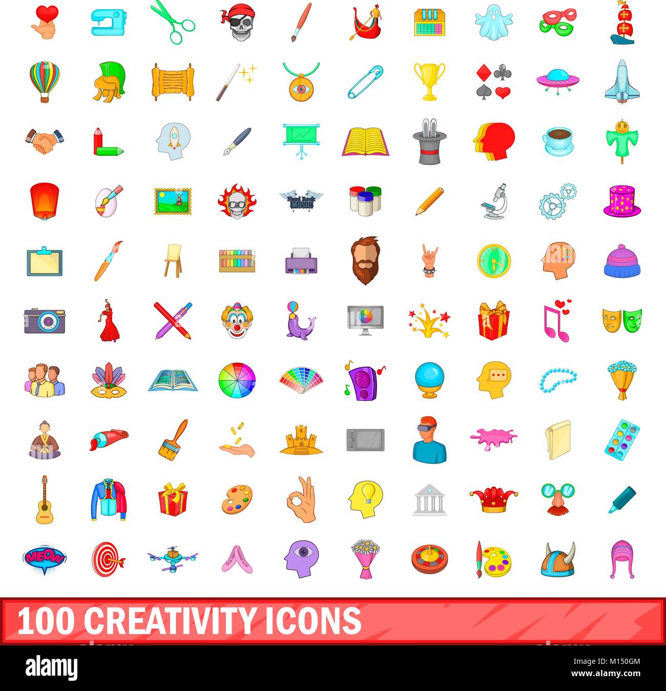 100 creativity icons set, cartoon style Stock Vector Image & Art - Alamy